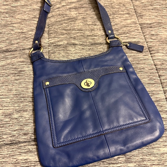 Coach | Bags | Authentic Blue Coach Leather Crossbody | Poshmark